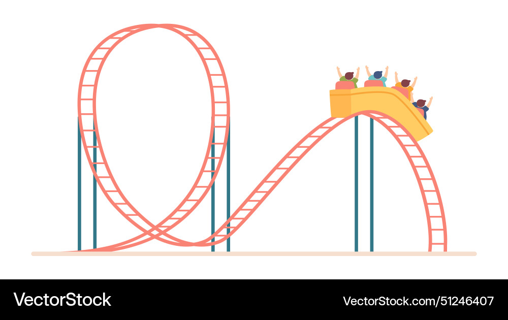 Roller coaster in flat design extreme attraction Vector Image