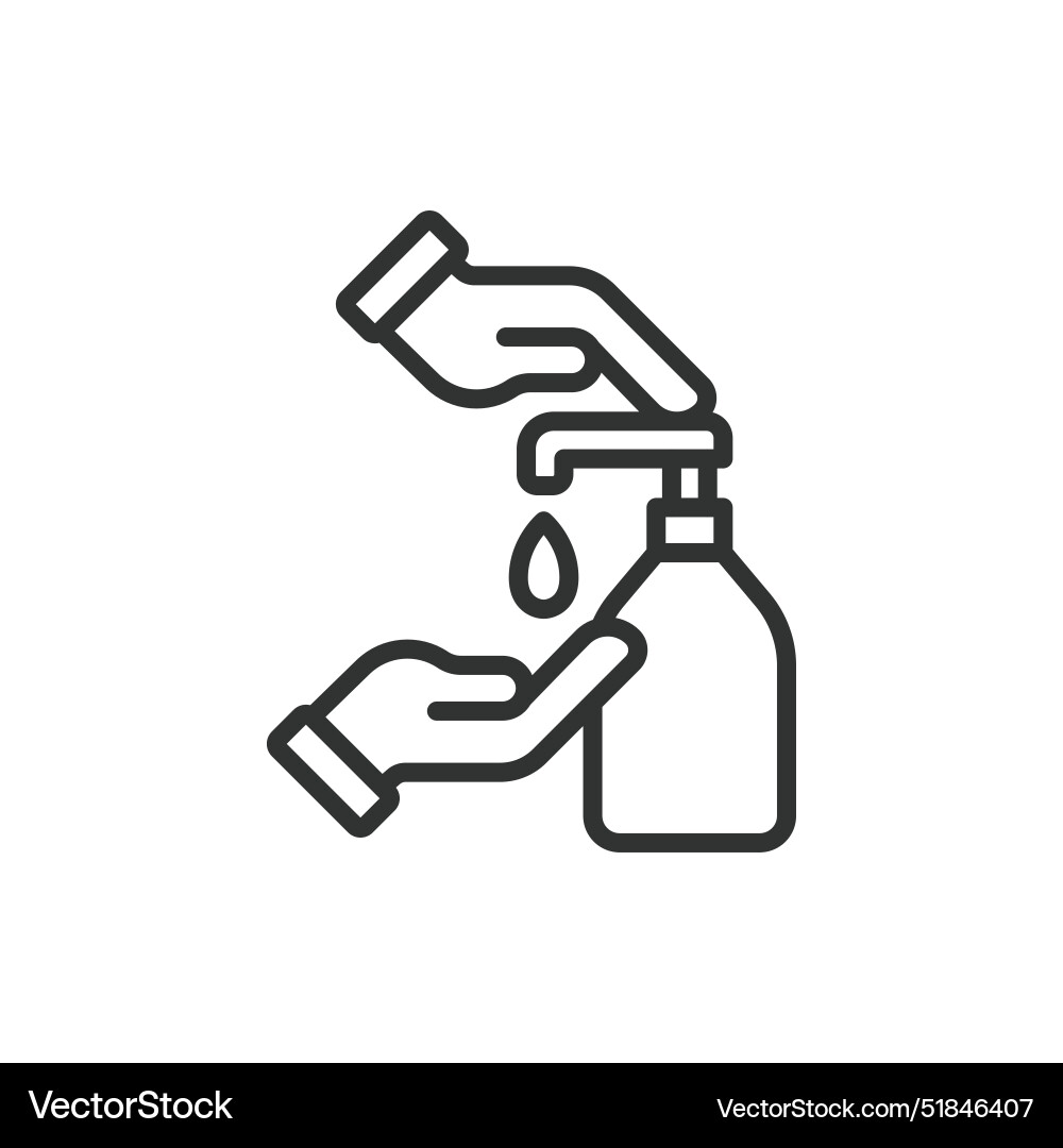 Sanitizer in line design hand hygiene Royalty Free Vector