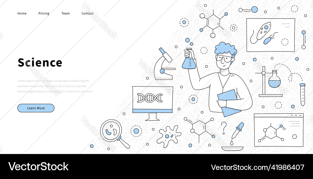 Science banner with man scientist in laboratory Vector Image