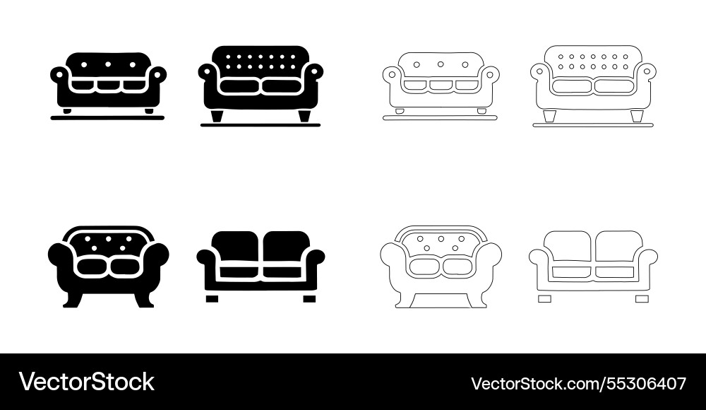 Sofa icons set Royalty Free Vector Image - VectorStock