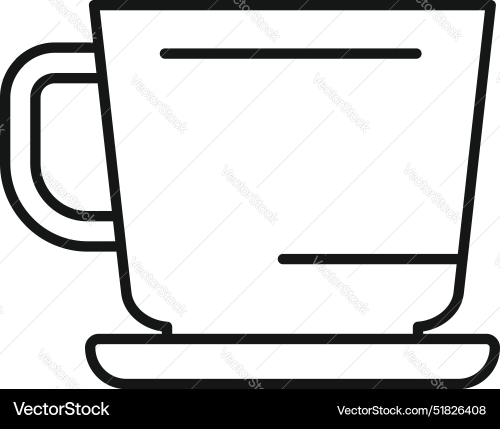 Big coffee cup standing on saucer line icon Vector Image