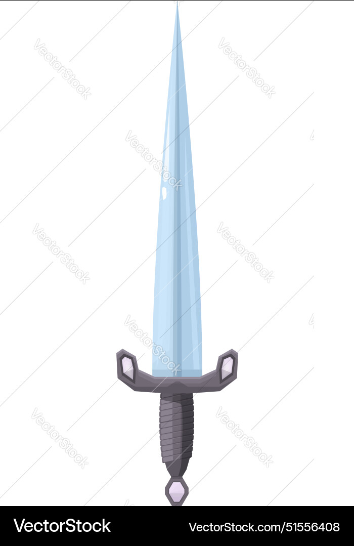 Cartoon style sharp metal sword with cross guard Vector Image