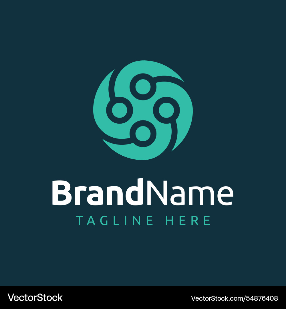 Circle spiral tech dots logo design Royalty Free Vector