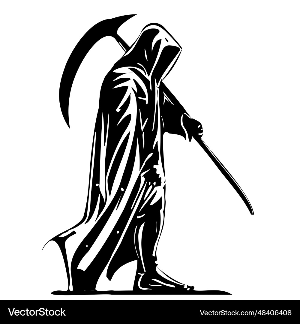 Death in cloak hand drawn sketch doodle Royalty Free Vector