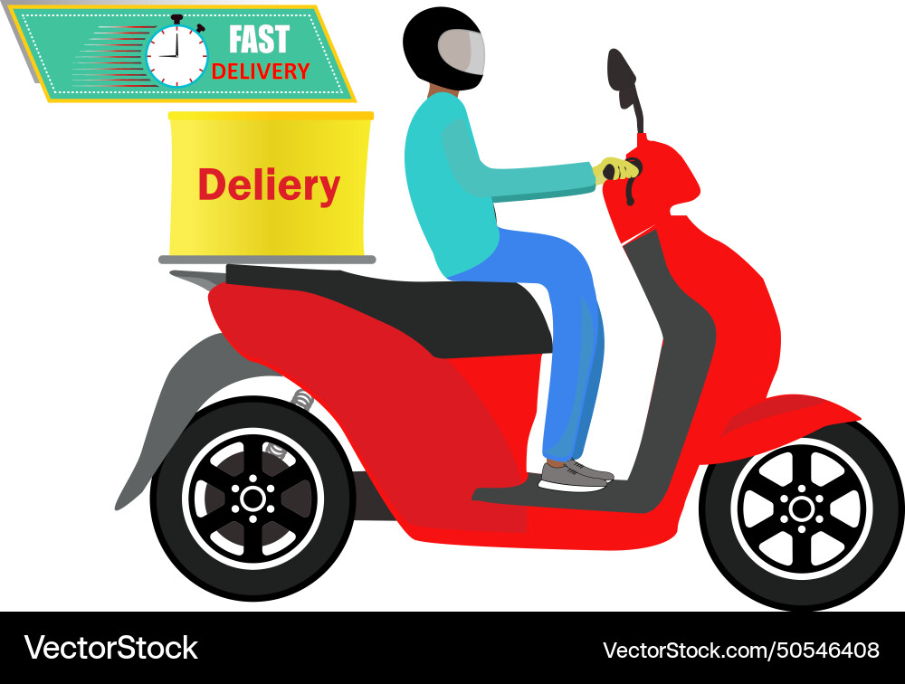 Delivery vehicle with man red Royalty Free Vector Image