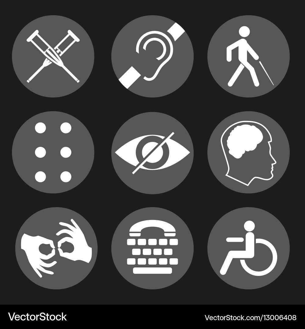 Disabled signs with deaf dumb mute blind Vector Image
