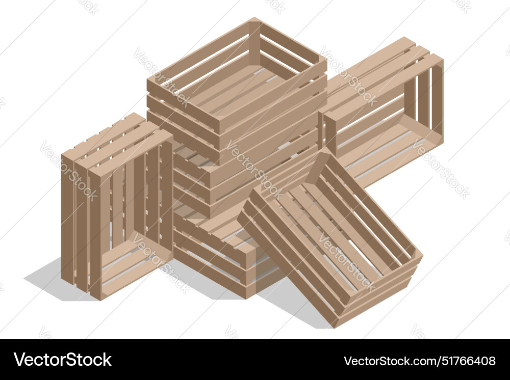 Isometric wooden crate on a white background Vector Image