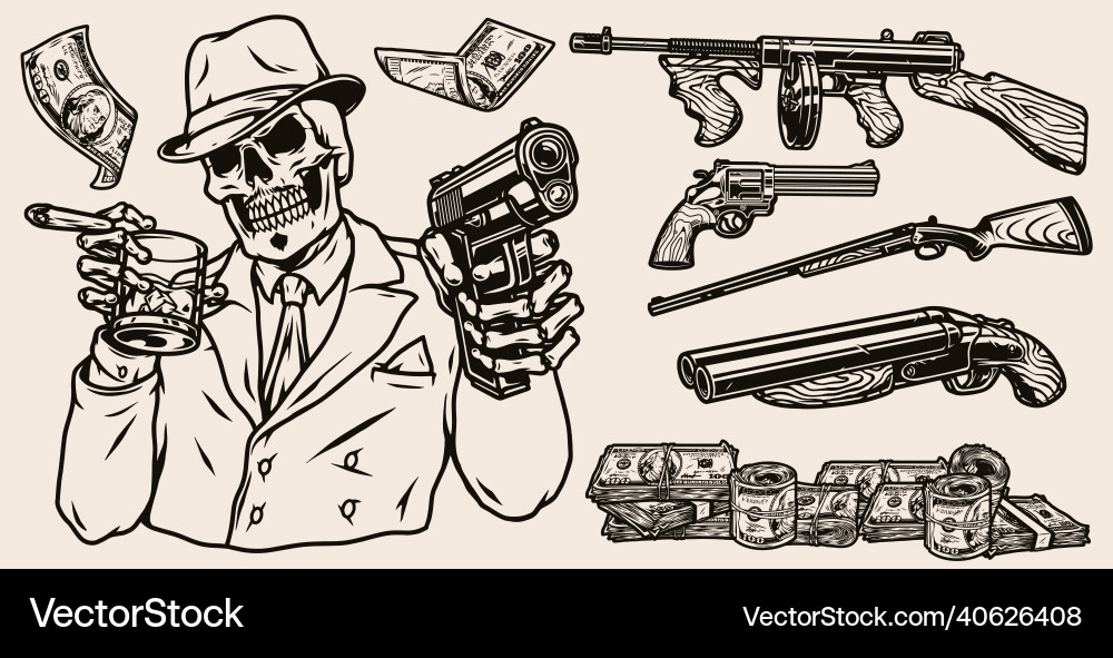 Mafia monochrome concept Royalty Free Vector Image