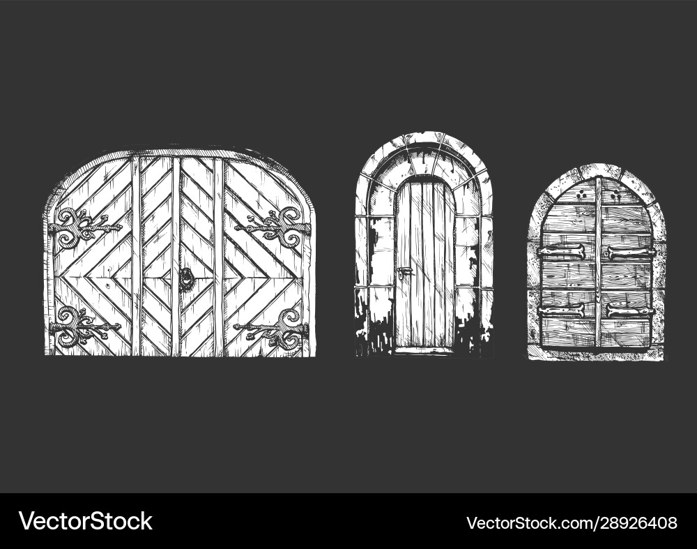 Middle age vintage doors Royalty Free Vector Image