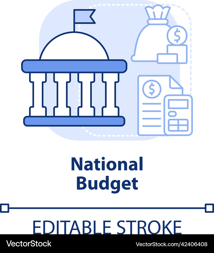 National Budget Concept Icon - Light Blue Vector Image