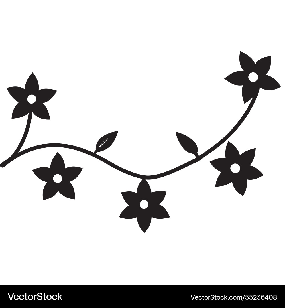 Underline floral ornament silhouette Royalty Free Vector