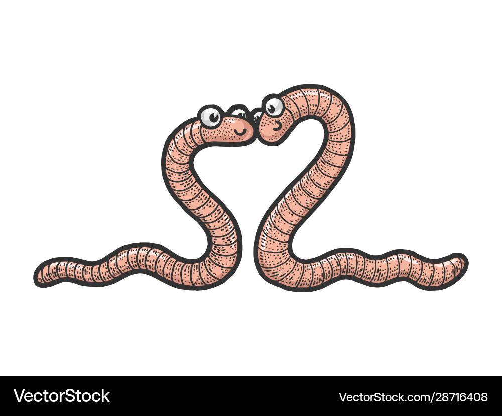Worm love couple hug sketch Royalty Free Vector Image
