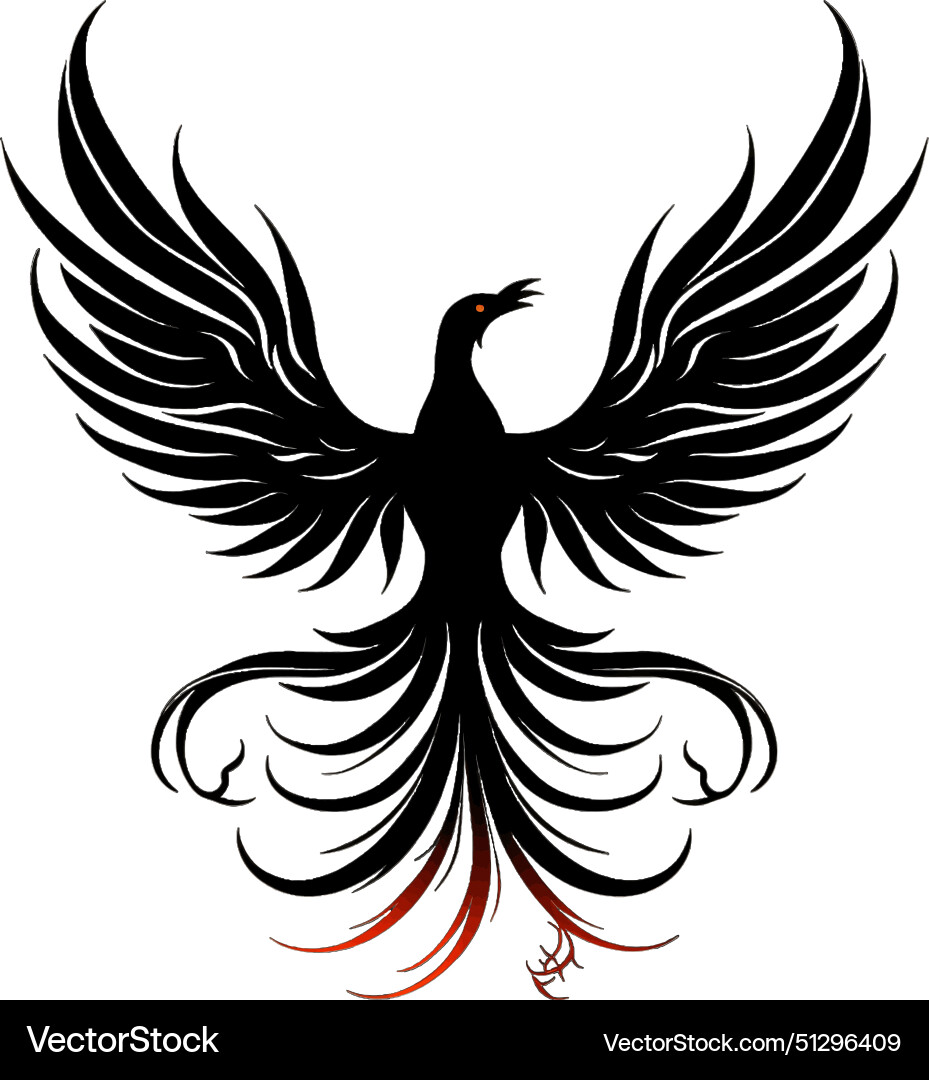 Black silhouette tattoo of a eagle phoenix Vector Image