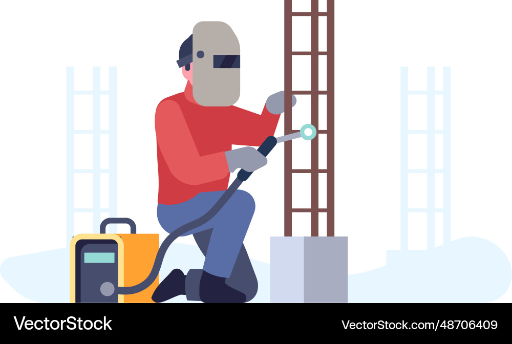Construction process builder works with weld Vector Image