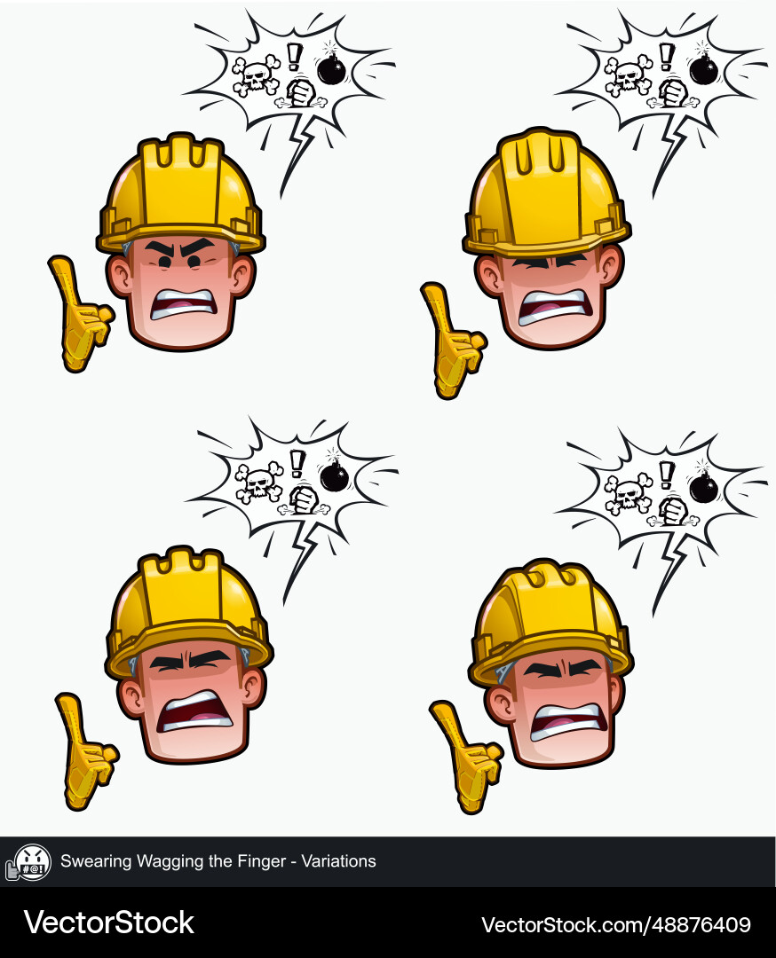Construction worker - expressions negative Vector Image