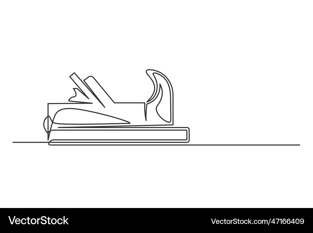 Continuous one line carpenter tool wood plane Vector Image