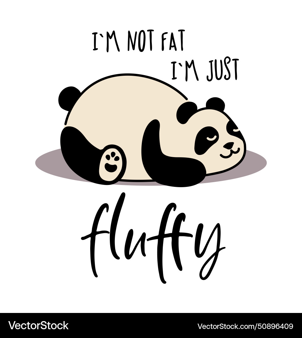 Cute panda simple flat icon with funny Royalty Free Vector