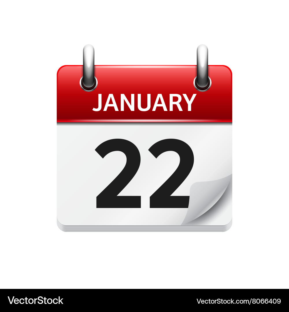January 22 flat daily calendar icon date Vector Image