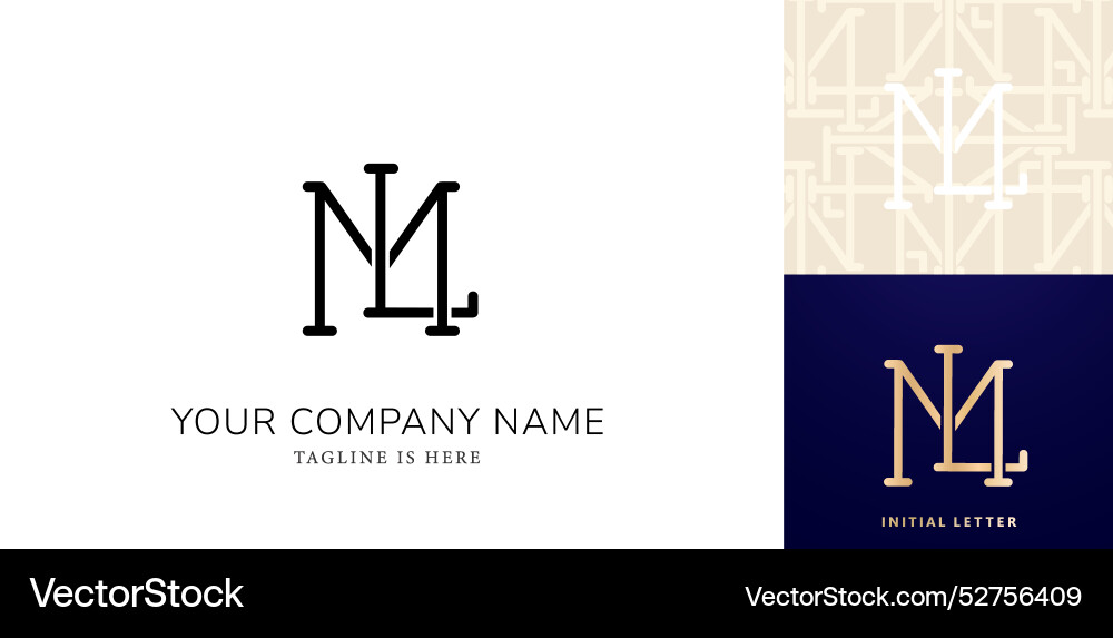 Lm or ml monogram logo design elegant style Vector Image