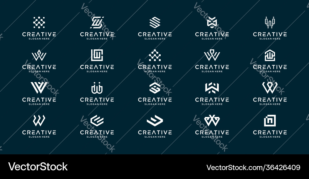 Monogram W Logo Collection Royalty Free Vector Image