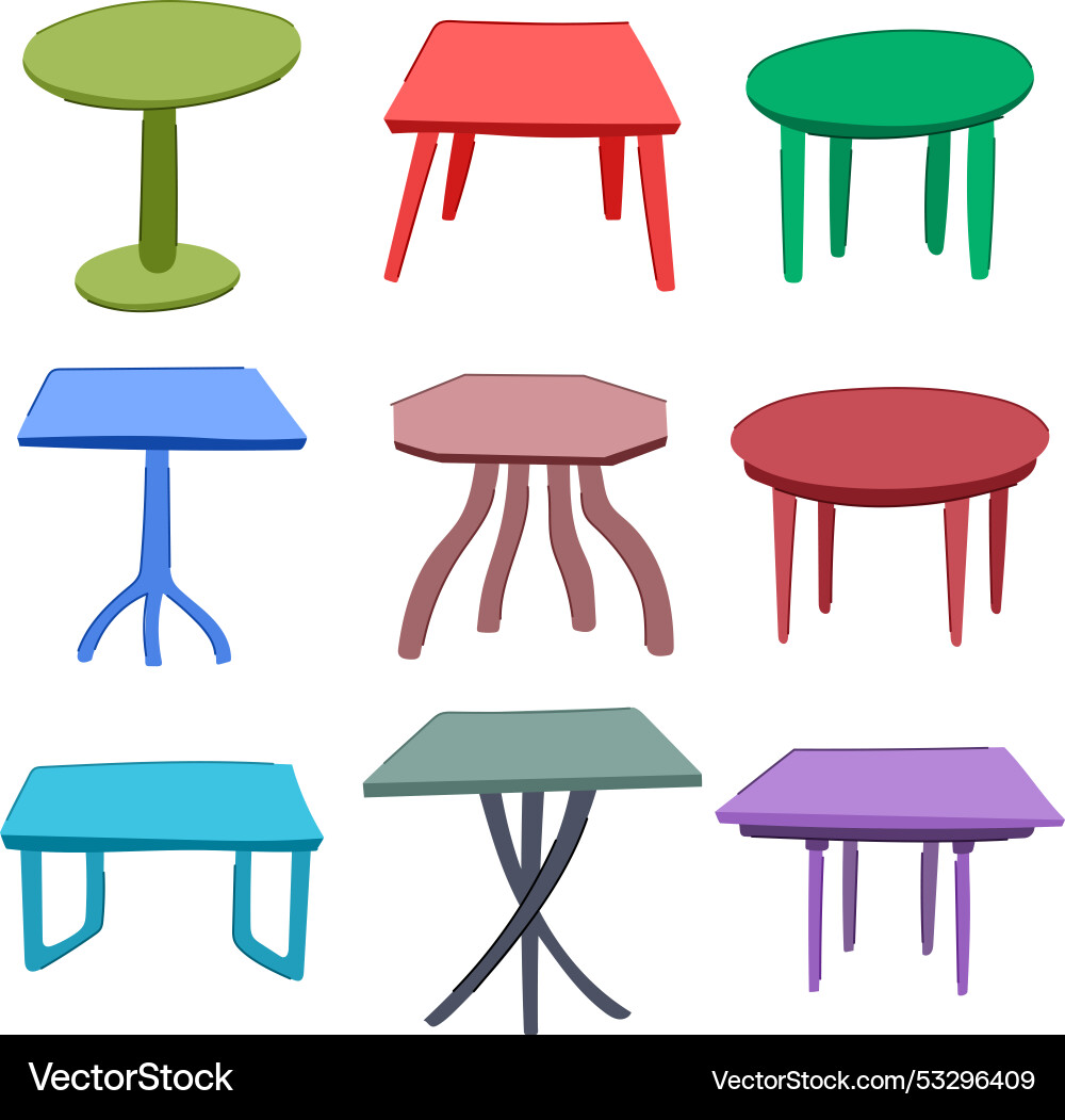 Plastic table set cartoon Royalty Free Vector Image