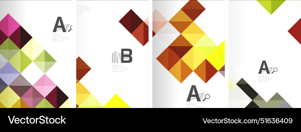 Set of square geometric poster backgrounds Vector Image