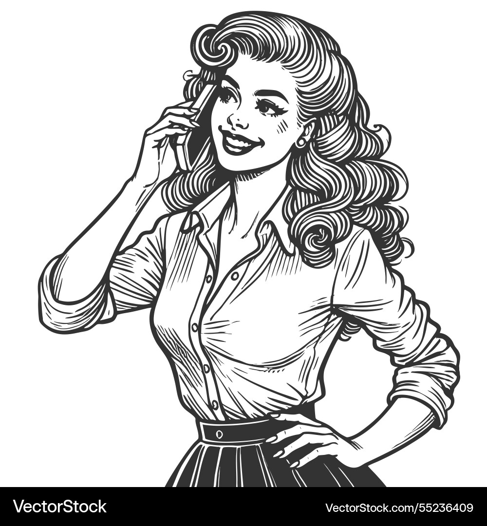 Woman talking on phone Royalty Free Vector Image