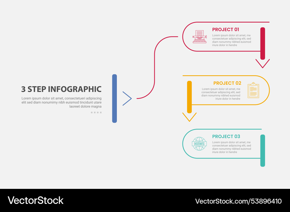 3 points template infographic outline style Vector Image