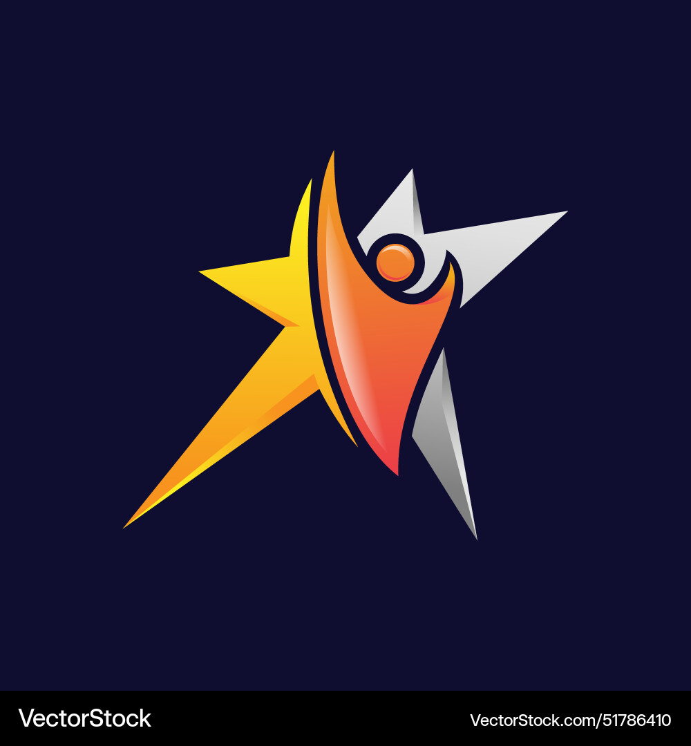 A logo combining stars and people with vibrant Vector Image