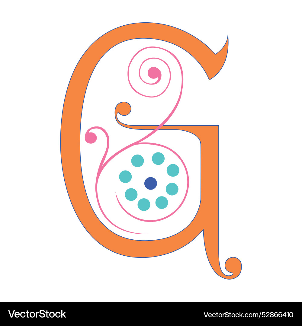 Art spring initial caps font capital letter g Vector Image