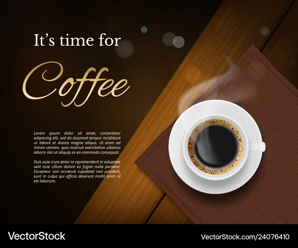 Coffee time poster advertizing placard with brown Vector Image