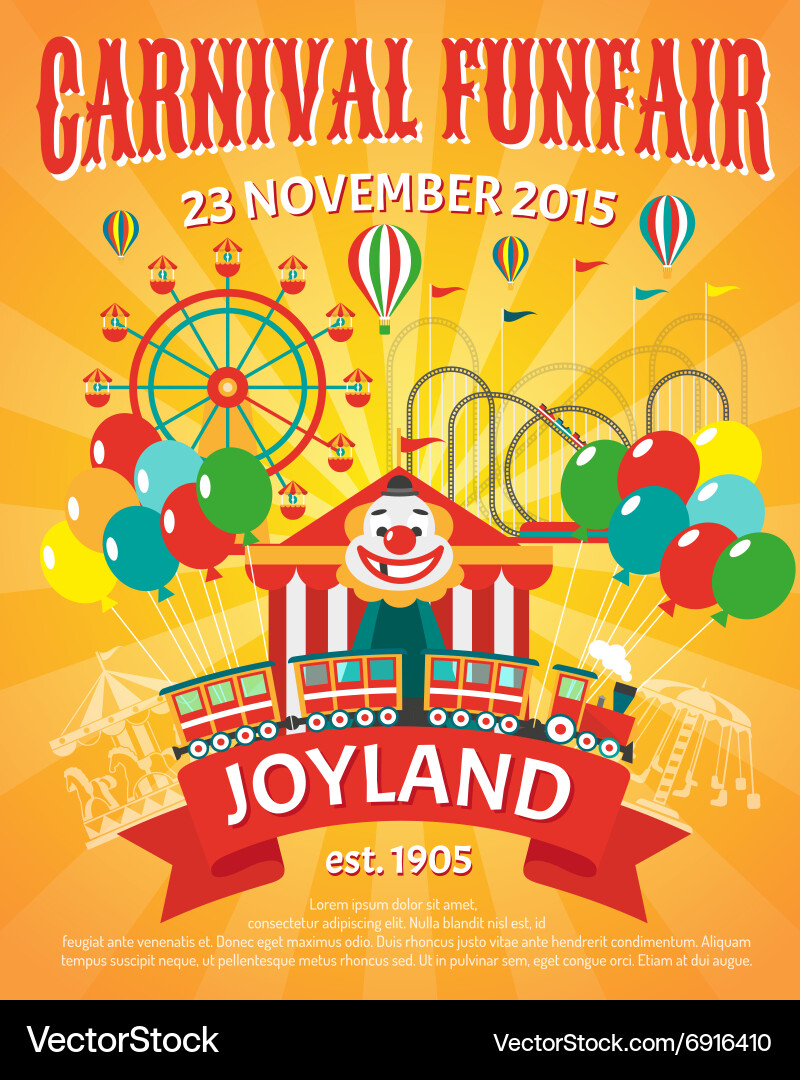 Funfair poster Royalty Free Vector Image - VectorStock