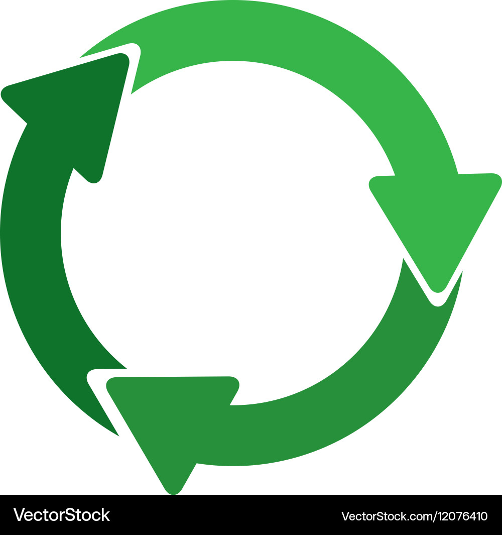Green circular recycling symbol shape with arrows Vector Image