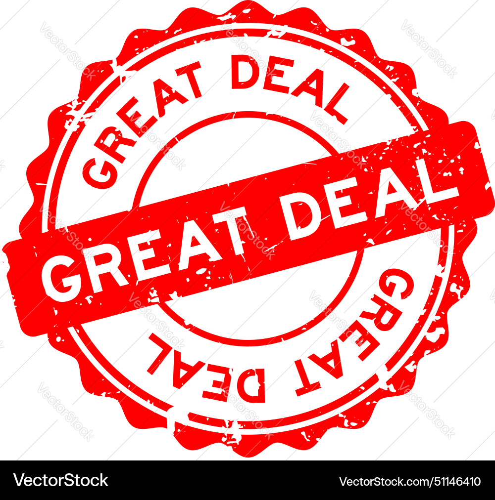 Grunge red great deal word round rubber seal Vector Image