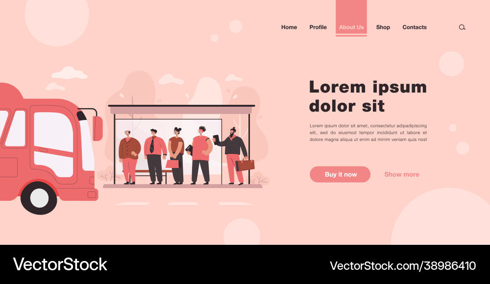 Passengers waiting for transport at bus stop Vector Image