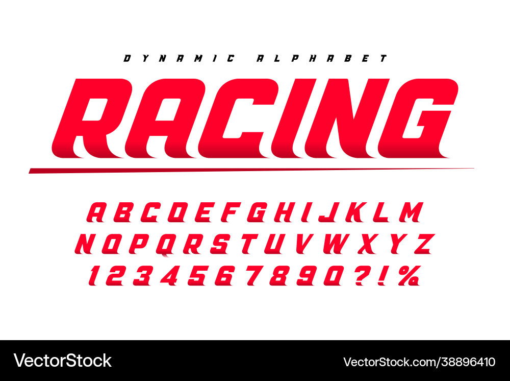 Racing display letters design dynamic alphabet Vector Image