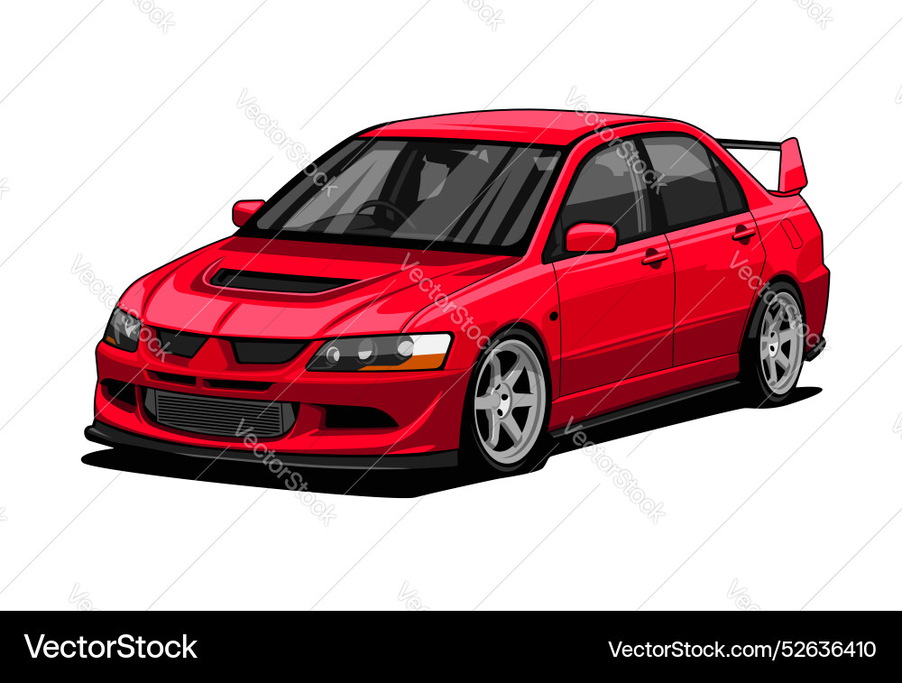 Red rally car modification flat design Royalty Free Vector