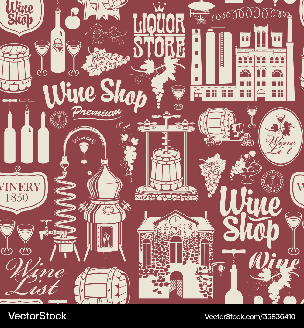 Seamless pattern on theme winery Royalty Free Vector Image