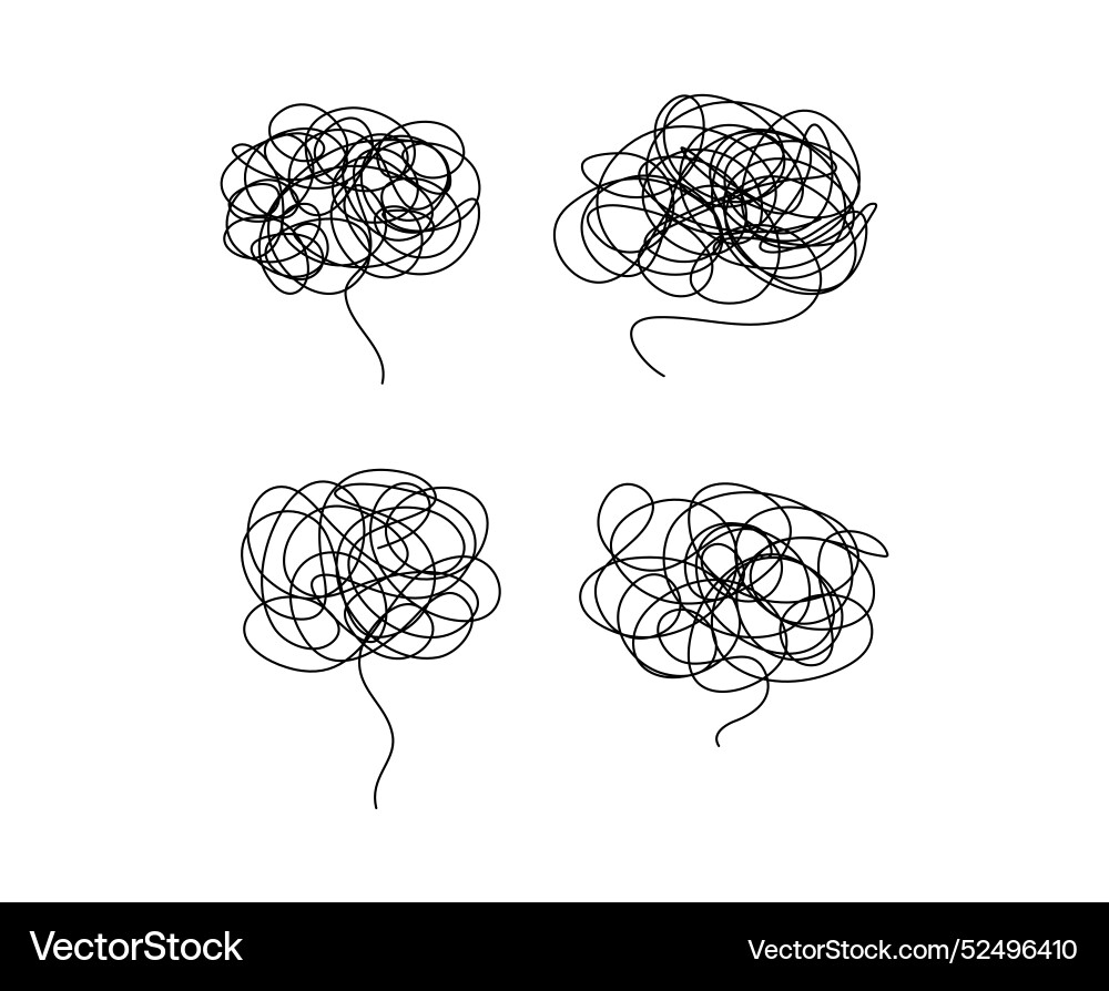 Tangled scribble brain doodle outline icon sign Vector Image
