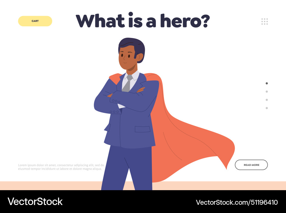 What is hero landing page website template Vector Image