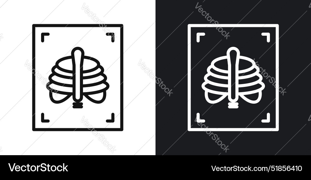 X ray icon set in black and white outlines Vector Image