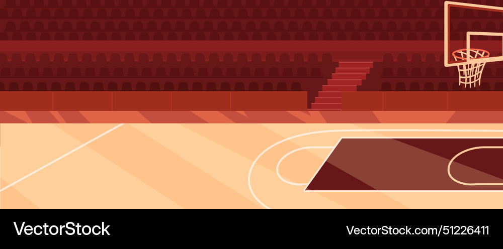 An empty basketball court with a hoop Royalty Free Vector
