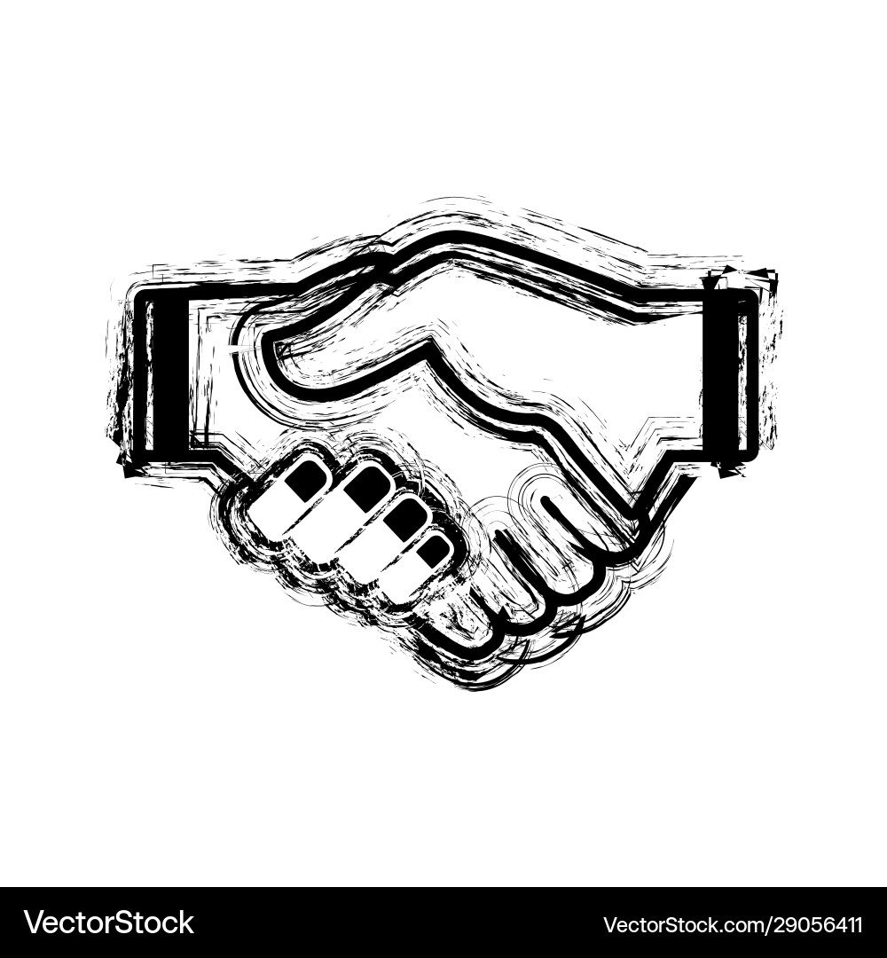 Business handshake symbol with stroke brush Vector Image