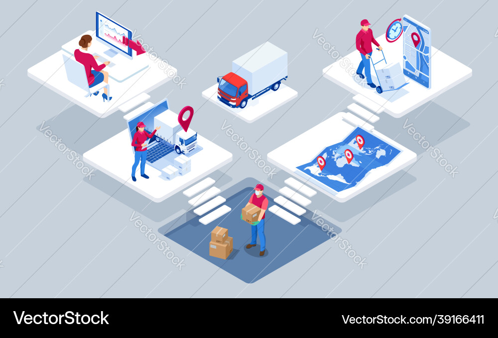Global logistics network isometric Royalty Free Vector Image