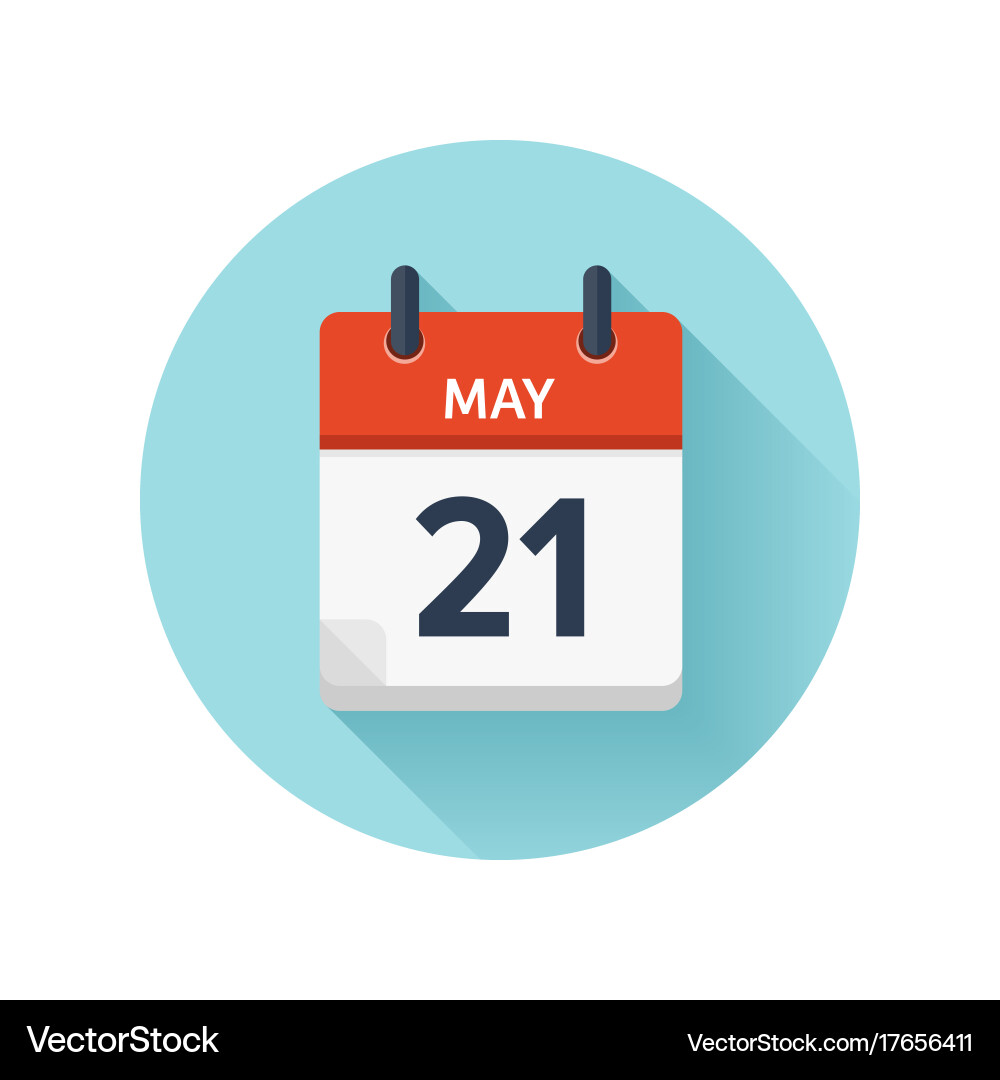May 21 flat daily calendar icon date Royalty Free Vector