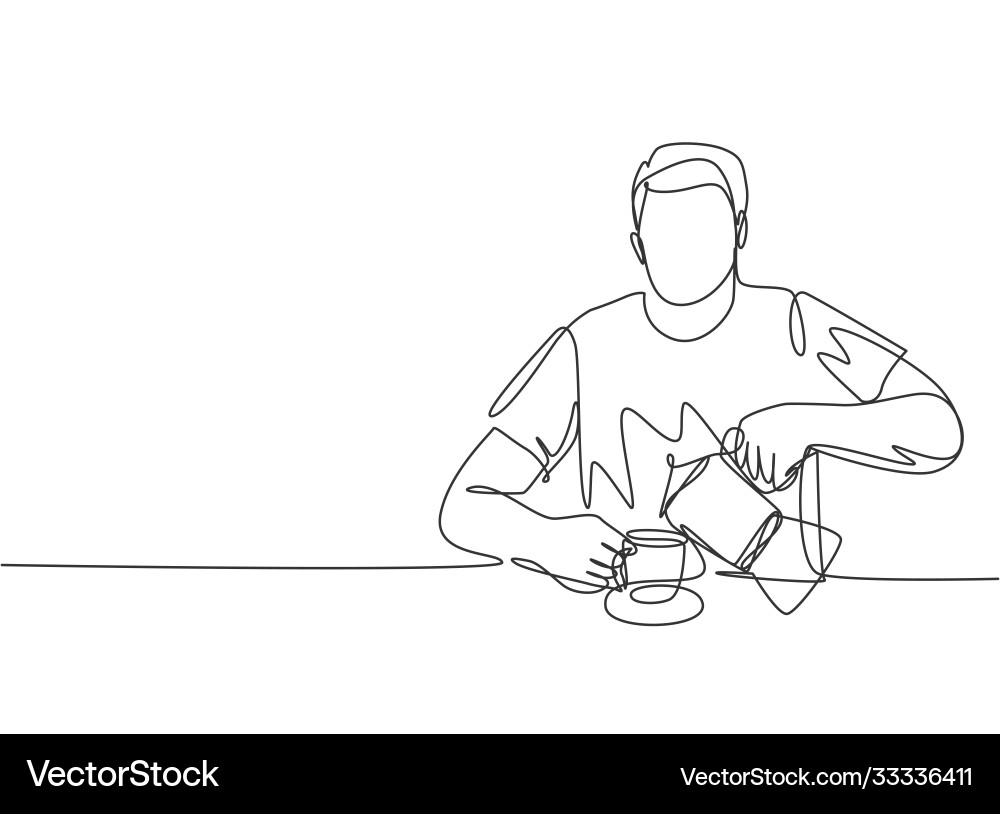 One continuous single line drawing young Vector Image