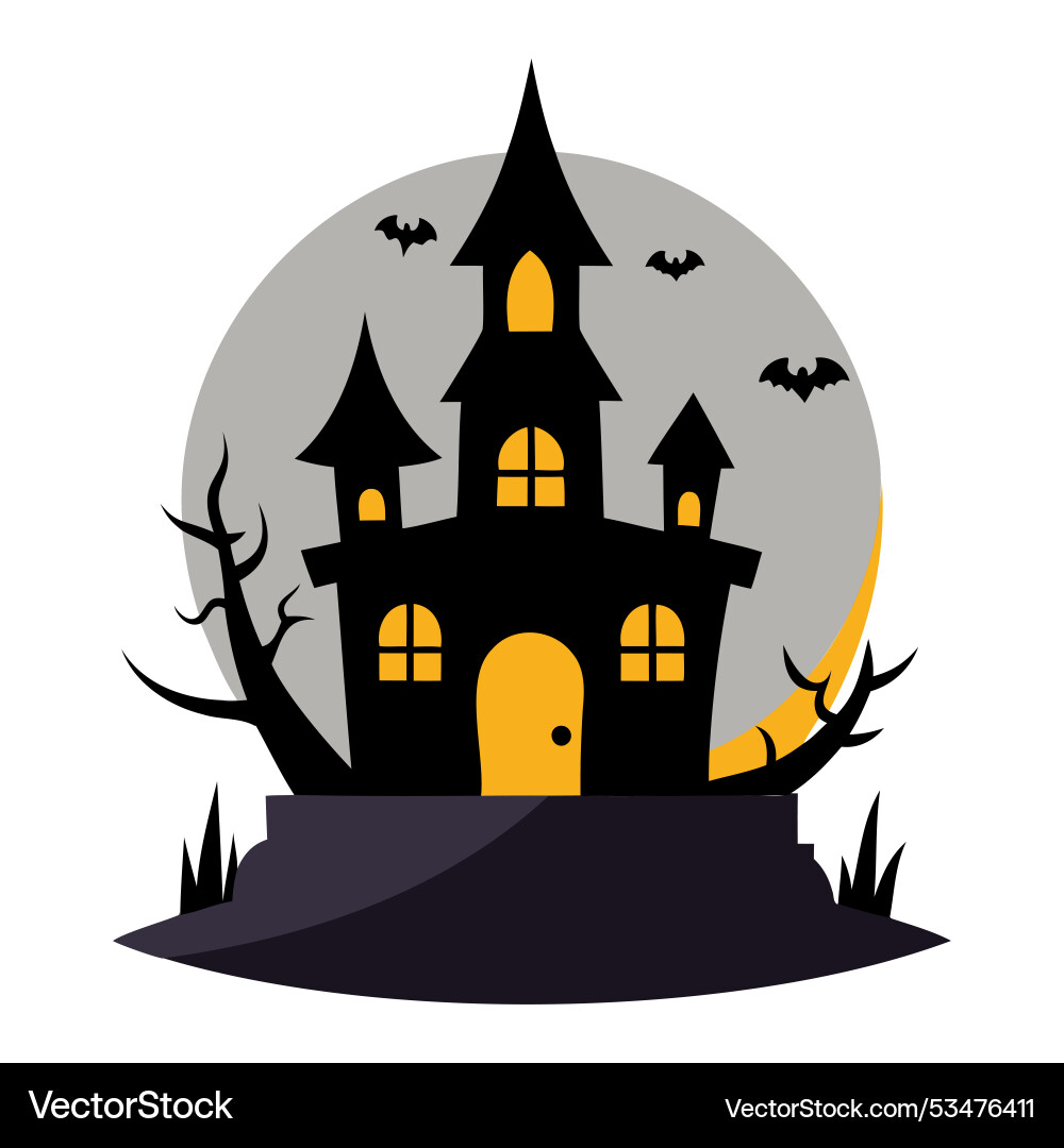 Spooky halloween haunted castle minimalist Vector Image