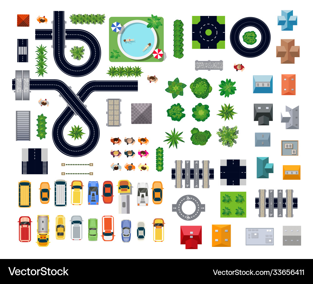 Top view from above is a map city Royalty Free Vector Image