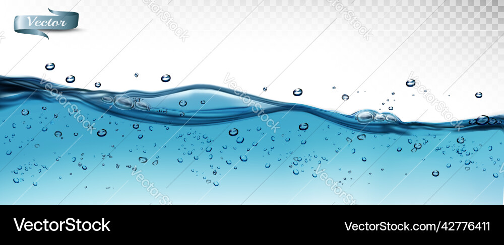 Transparent water waves with air bubbles Vector Image