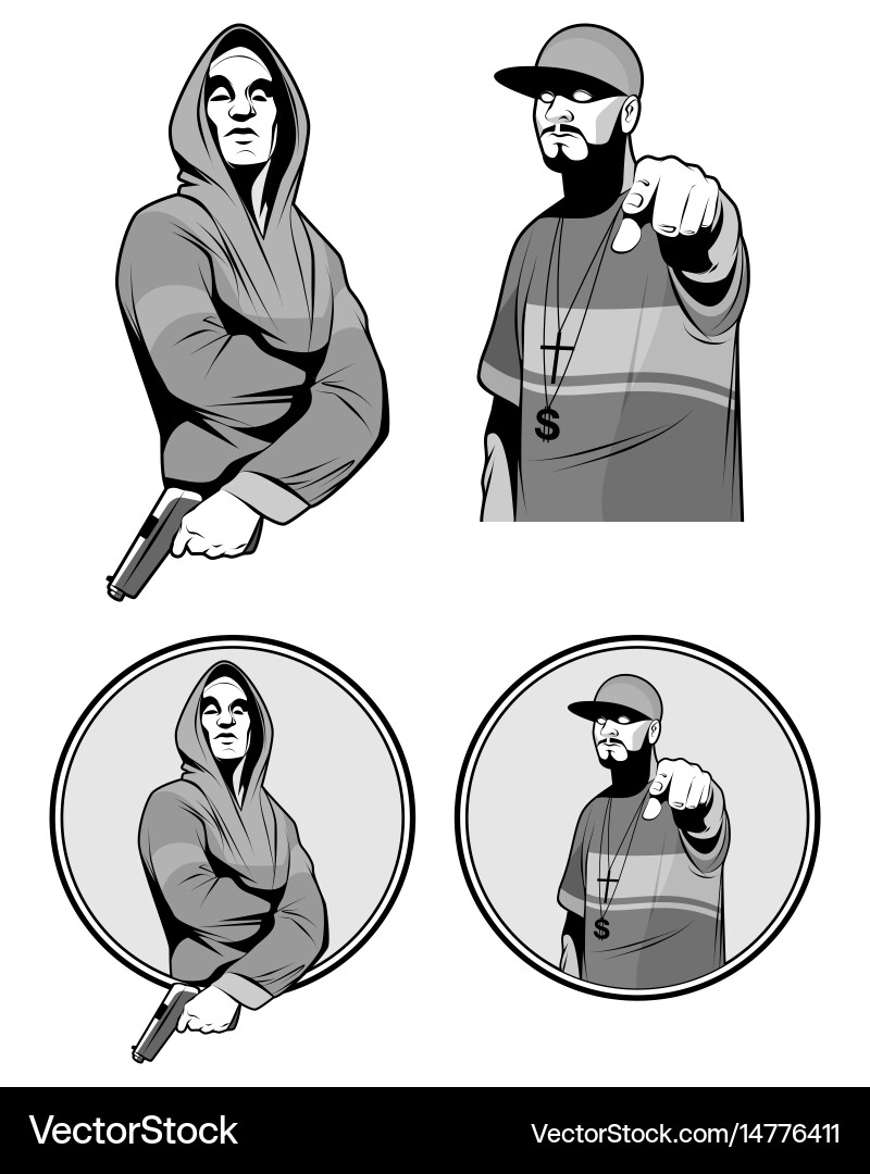 Two gangster rapper Royalty Free Vector Image - VectorStock